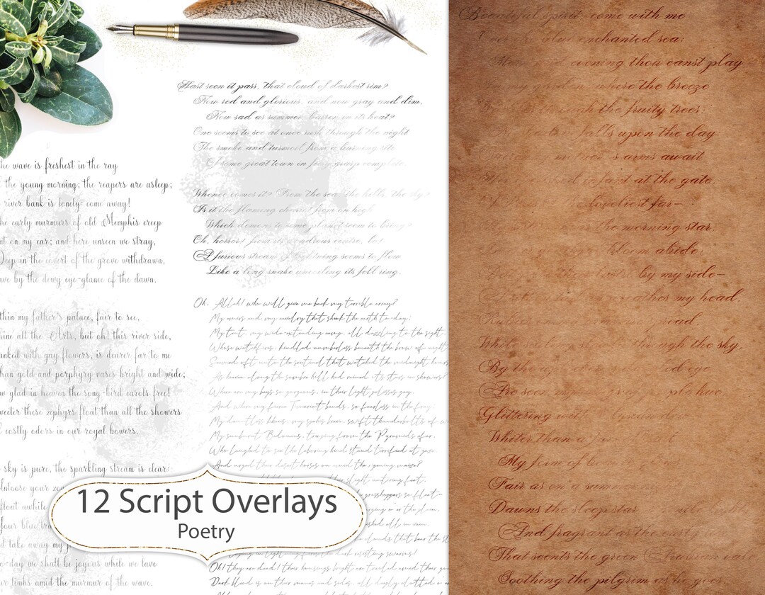 Grungy Script Overlays PNG Handwriting Text Clipart Ink - Etsy