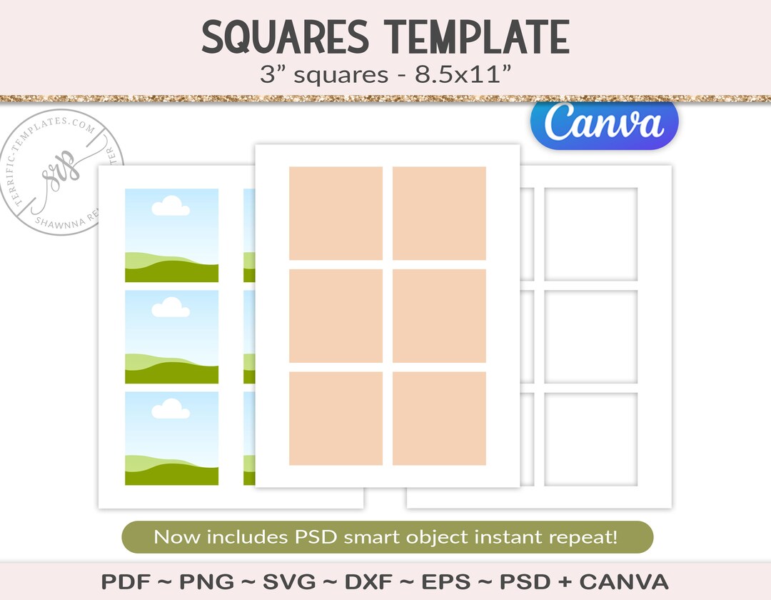 3" Square Template, Magnet Sublimation, Craft Template Printable, Cut ...