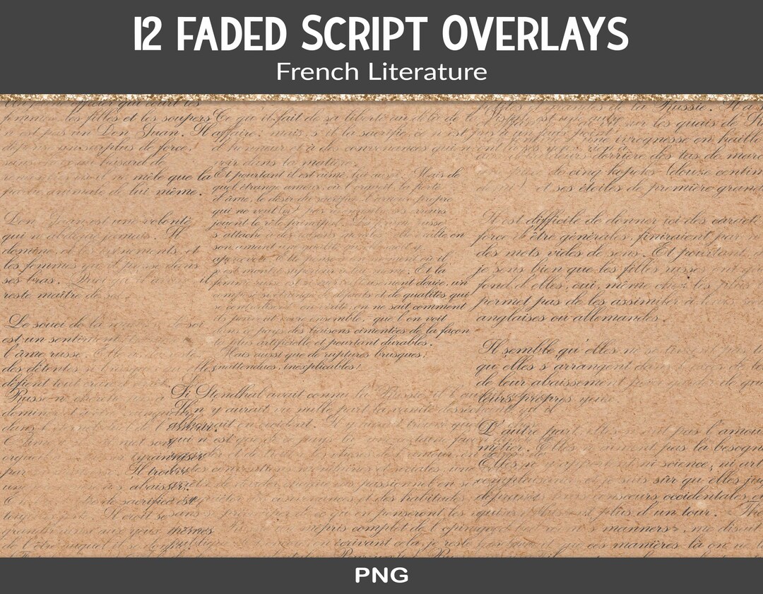 Faded French Script Overlays, PNG Handwriting Text, Ink Writing ...
