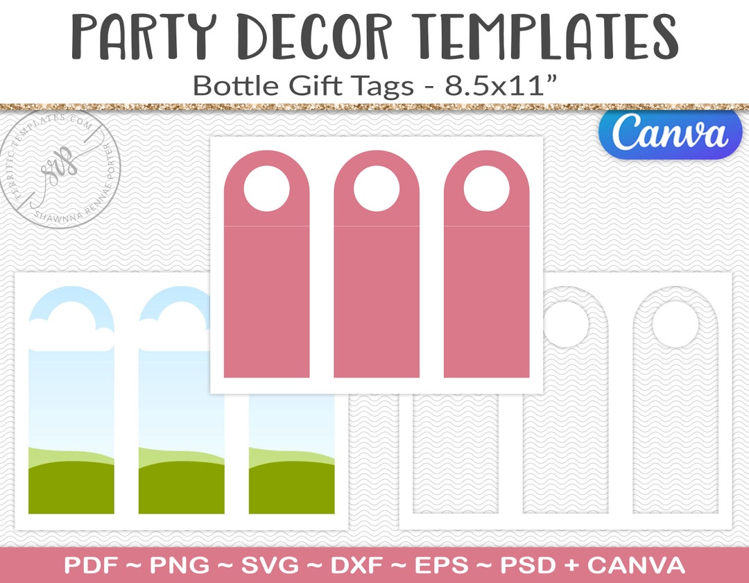 Bottle Gift Tag Template Party Printable 7.5 Wine or - Etsy