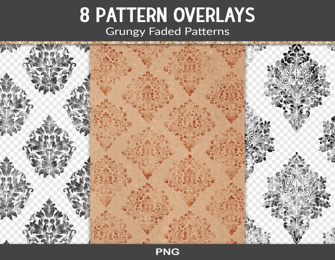 Grungy Pattern Overlays, PNG Paper Patterns, Damask Overlays ...