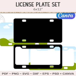 Car License Plate and Frame Template Set, Printable Craft Cut File ...