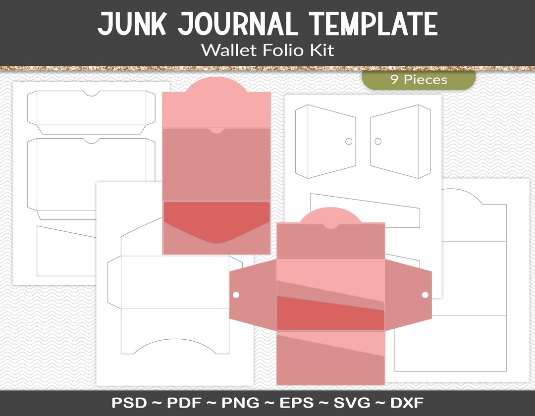Folio Set Template, Folding Junk Journal Folio, Printable Craft Supply, SVG Cutting File ...
