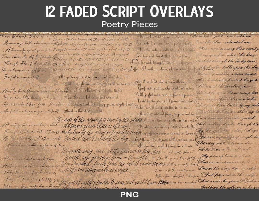 Grungy Script Overlays, PNG Handwriting Text Clipart, Ink Writing ...