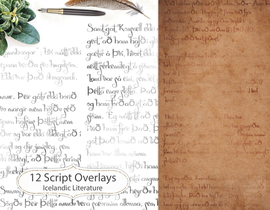 Faded Icelandic Script Overlays PNG Handwriting Text Ink - Etsy