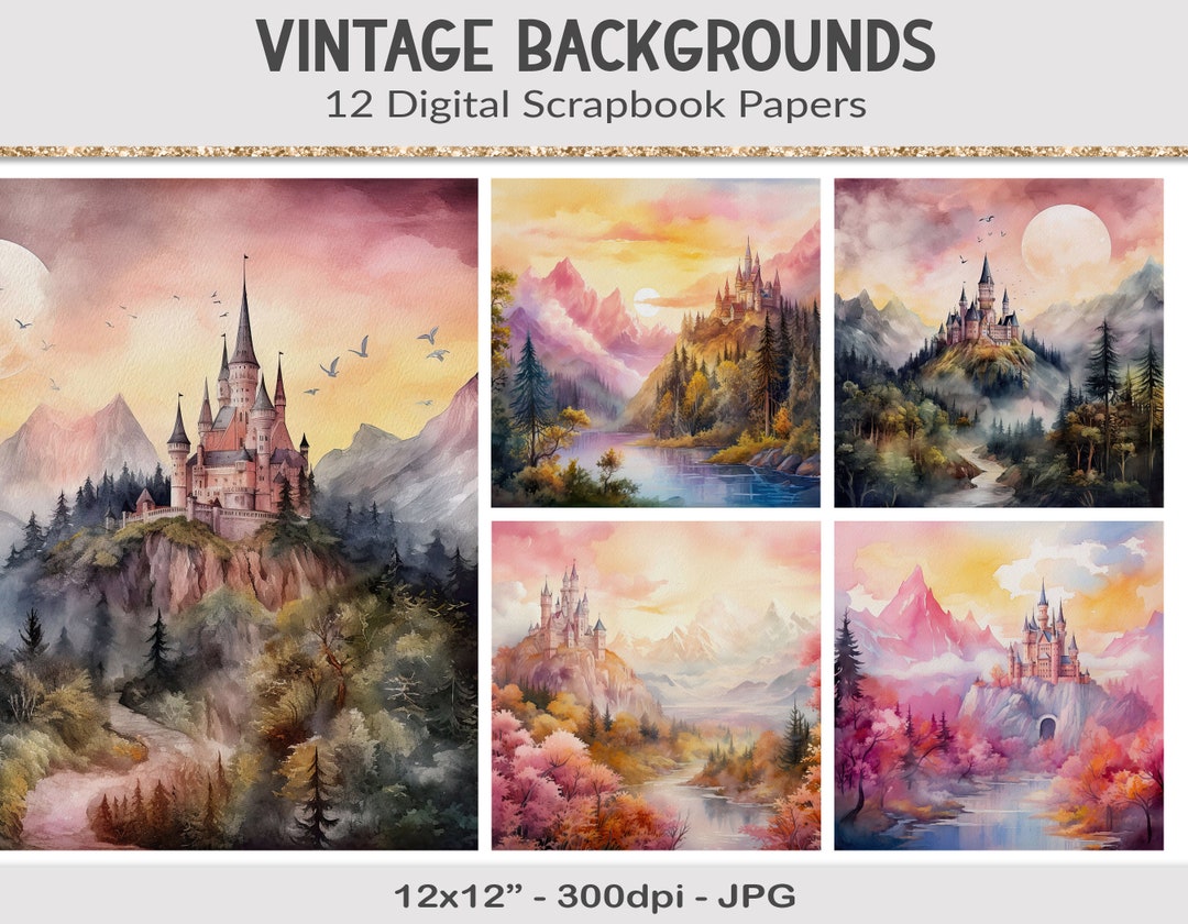 Fairy Castle Scrapbook Papers, Fantasy Junk Journal Design Supplies ...