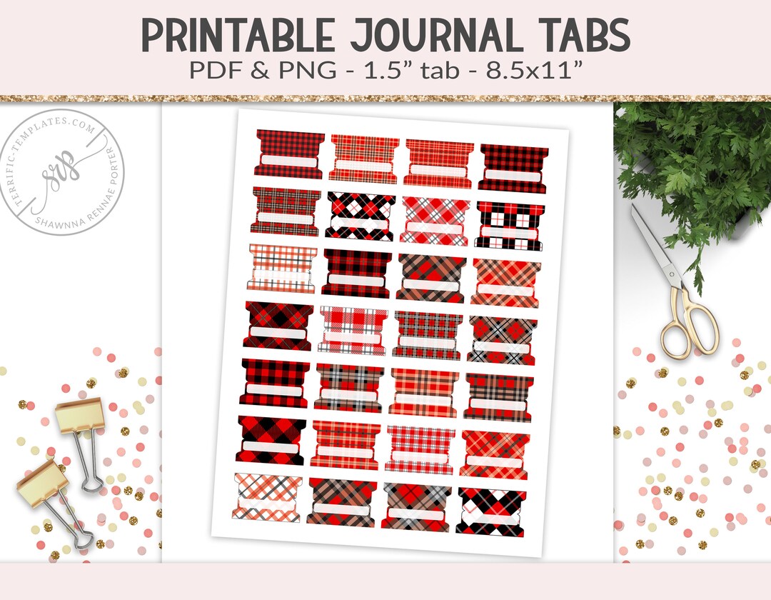 Printable Tabs, Fold-over Tabs, PNG Cut File Collage Sheet, Planner ...