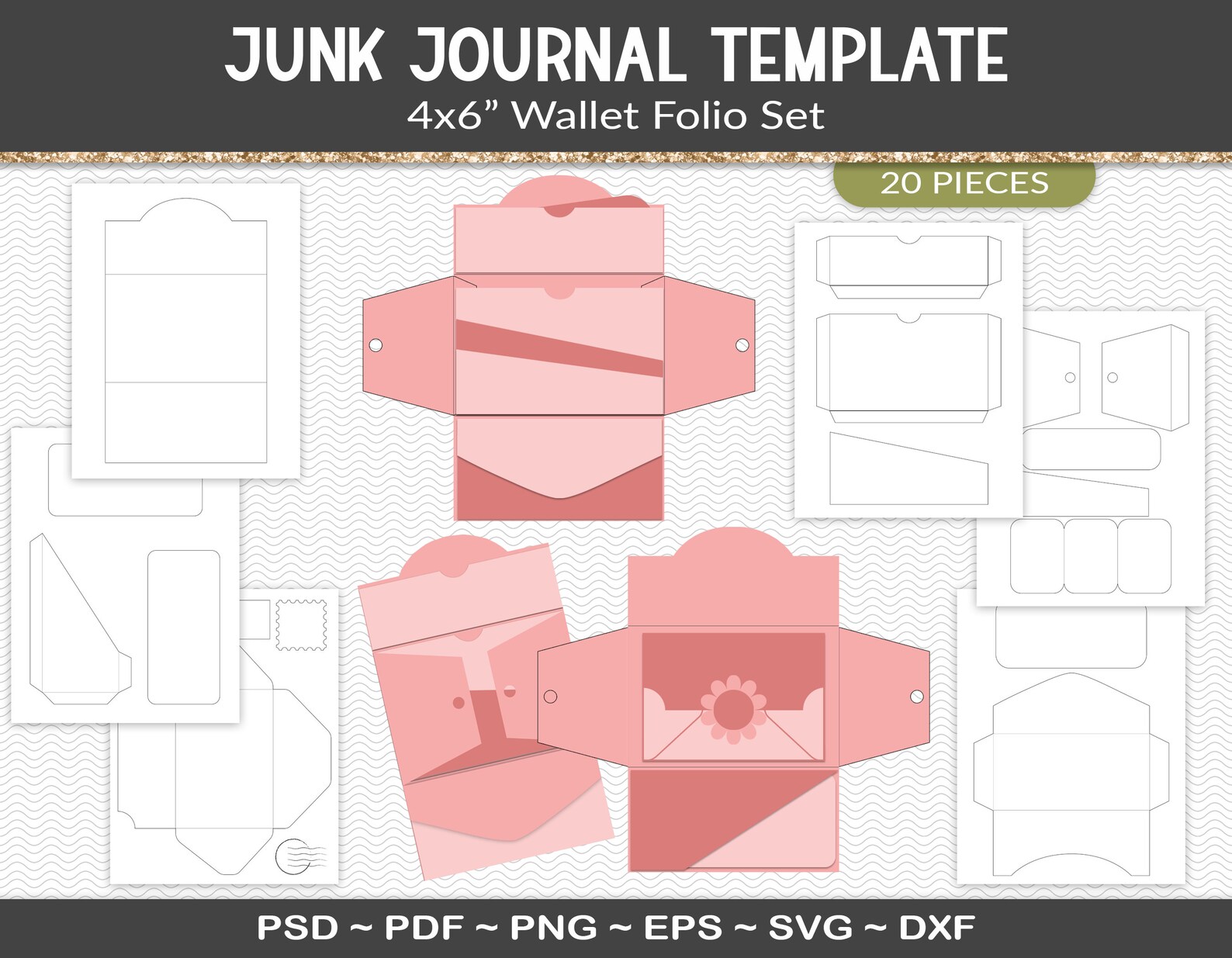 Folio Set Template, Folding Junk Journal Folio, Printable Craft Supply ...