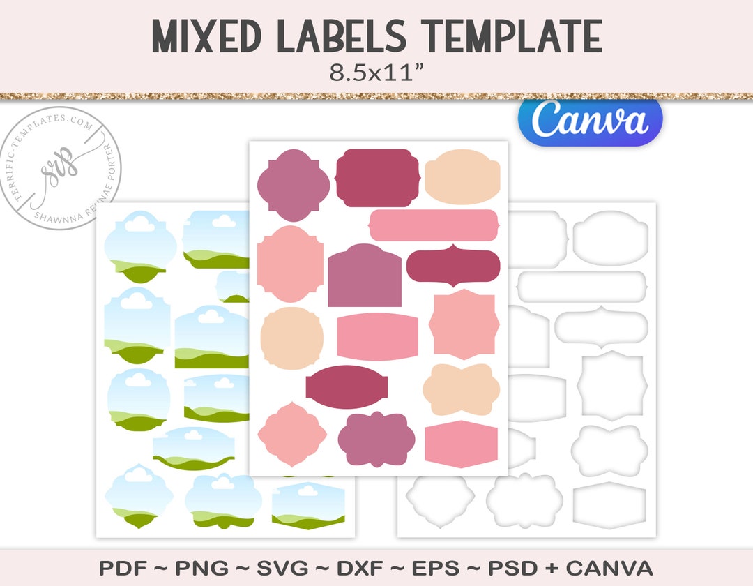 Mixed Label Template Sticker Sheet Printable Craft Template - Etsy