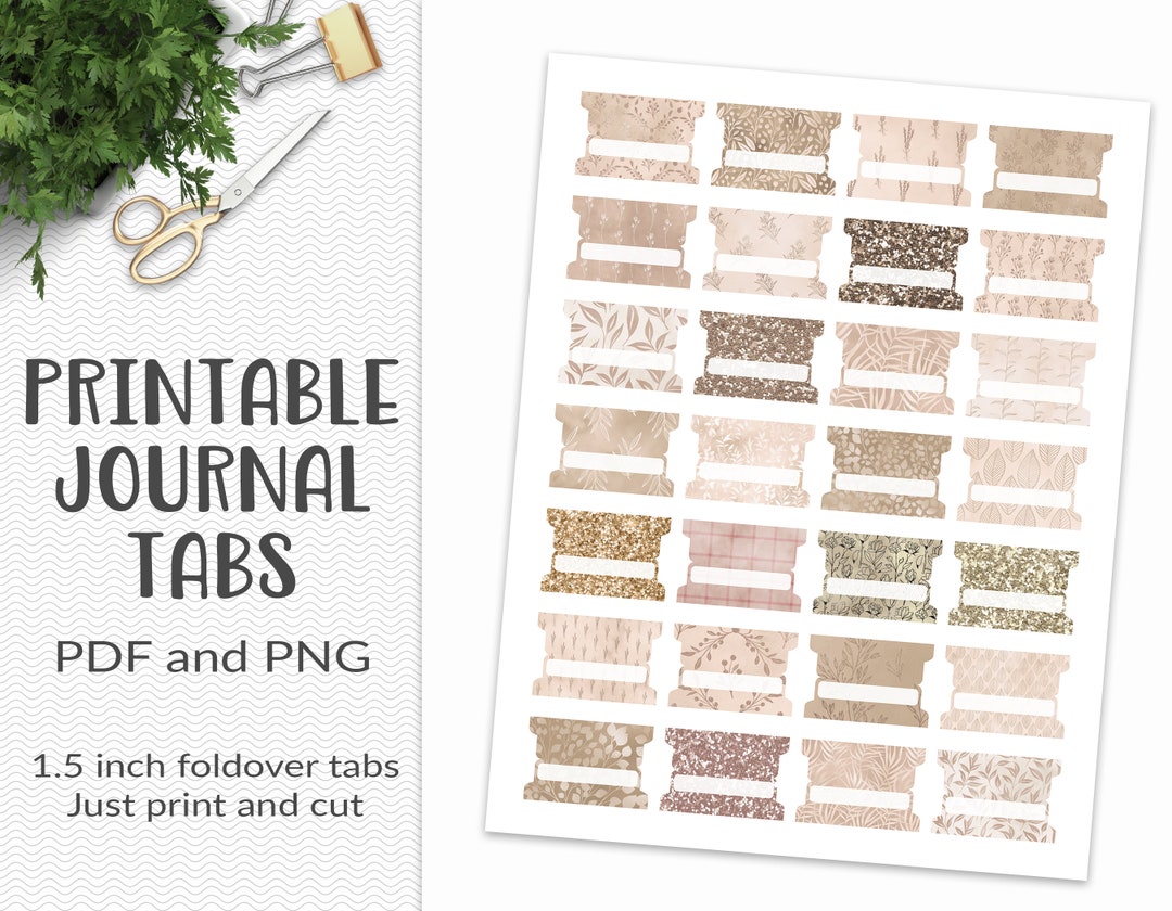 Printable Tabs Fold-over Tabs PNG Cut File Collage Sheet - Etsy