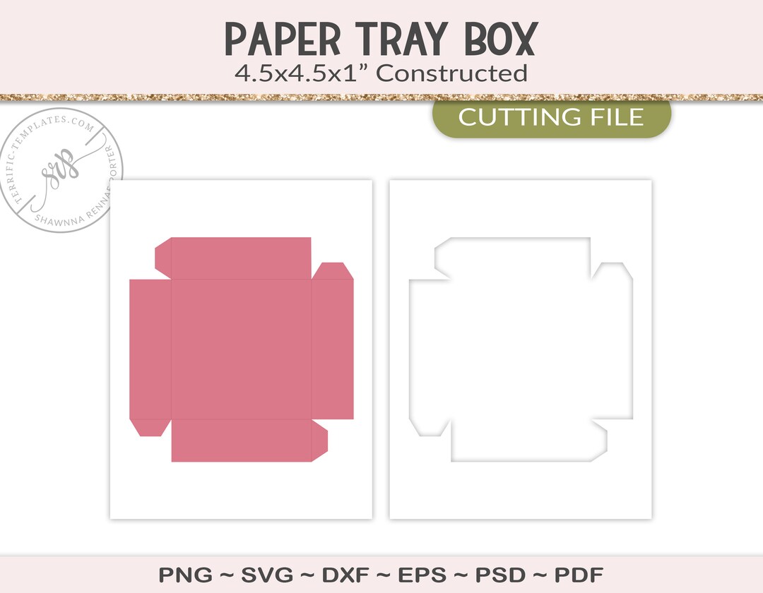 Small Paper Tray, 4.5 Inch Squared, Serving Box, Party Printable, Blank ...
