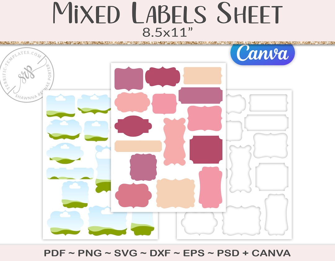 3 Assorted Label Template Sticker Sheet Tags Party - Etsy