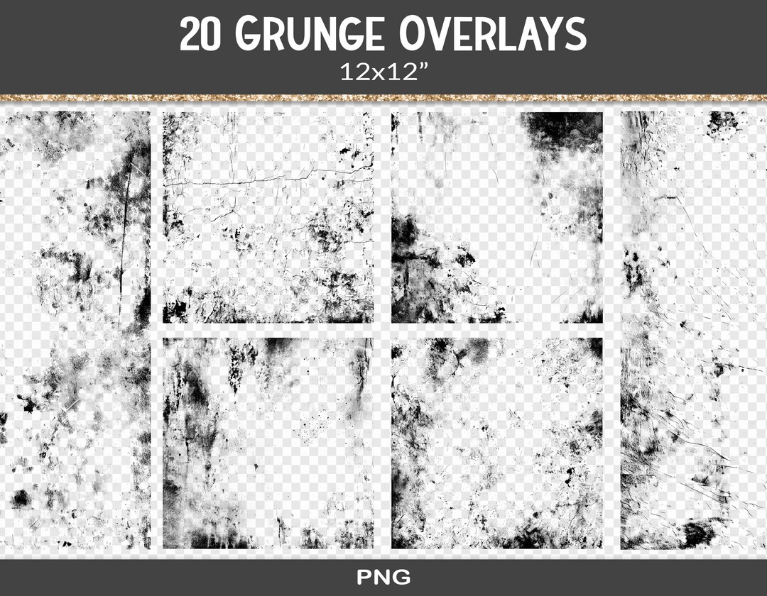 Grunge Scrapbook Overlays, Distressed Black Paper Overlay, 12x12 Size ...