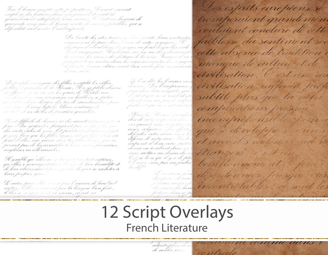 Faded French Script Overlays PNG Handwriting Text Ink - Etsy