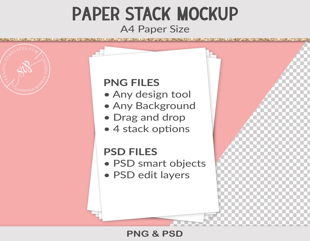 A4 Paper Stack Mockup, Letter Size Paper Display Template, Digital ...