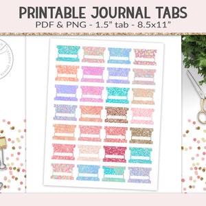 Printable Tabs, Fold-over Tabs, PNG Cut File Collage Sheet, Planner ...