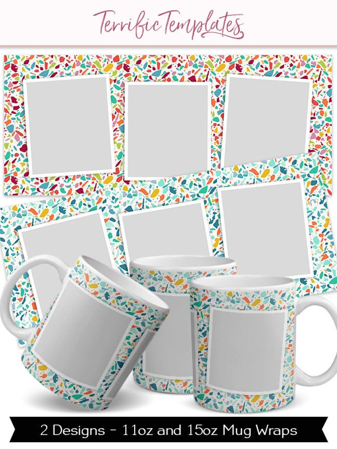 Mug wrap design 11oz & 15oz sublimation wrapping DIY photo | Etsy