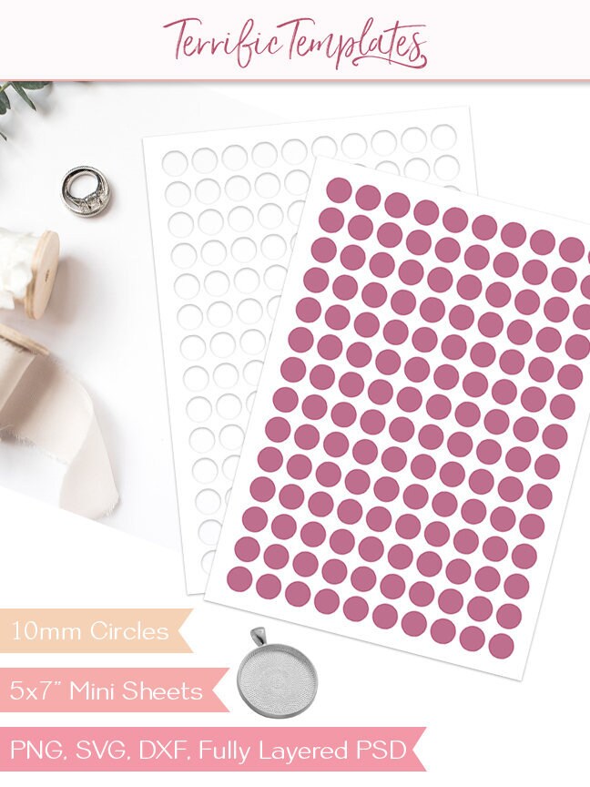 10mm round jewelry pendant tray template circle collage sheet | Etsy