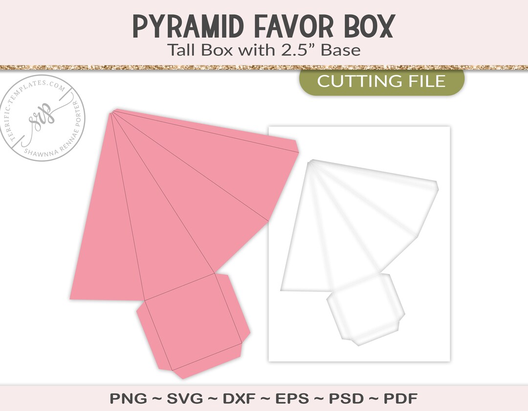 Tall Pyramid Box Template, Party Printable Craft Template Cutting File ...
