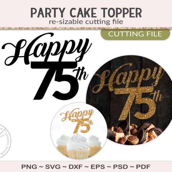 Happy 75th Birthday Cake Topper for Men - Etsy