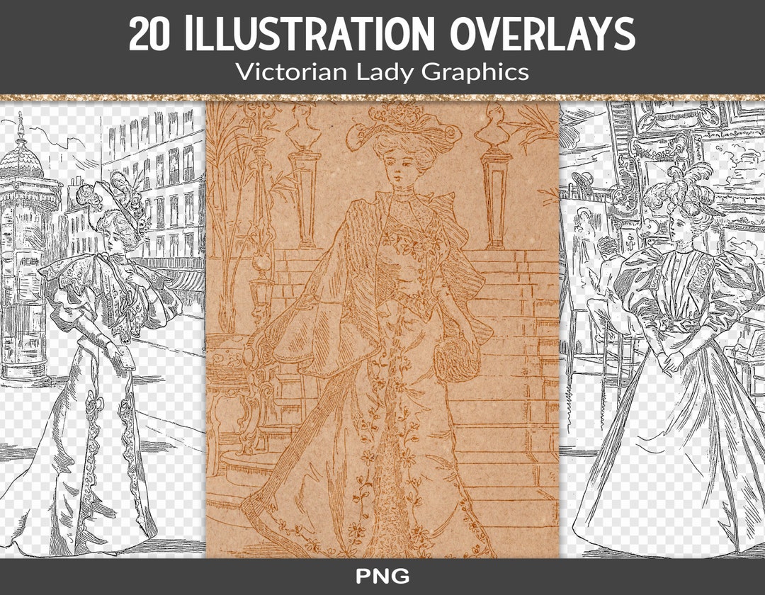 Vintage Scene Overlays, Grungy Victorian Ladies for Junk Journal or ...