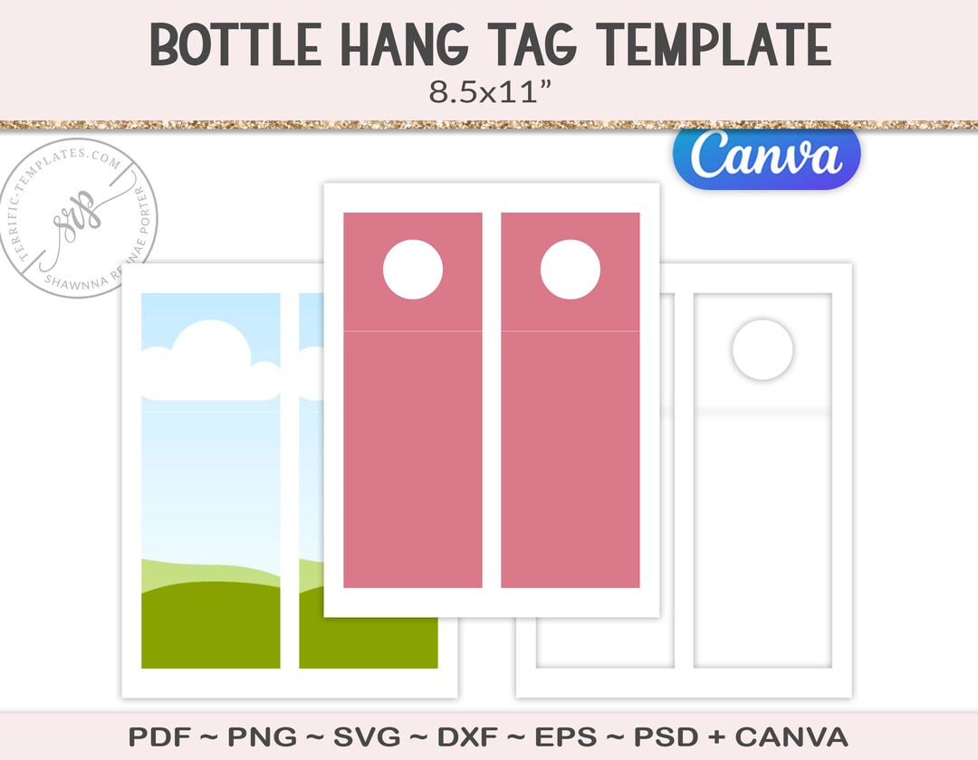 Wine Bottle Gift Tag Template, Party Printable, 9.5" Wine or Water ...