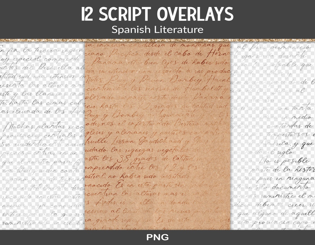 Faded Spanish Script Overlays, PNG Handwriting Text, Ink Writing ...