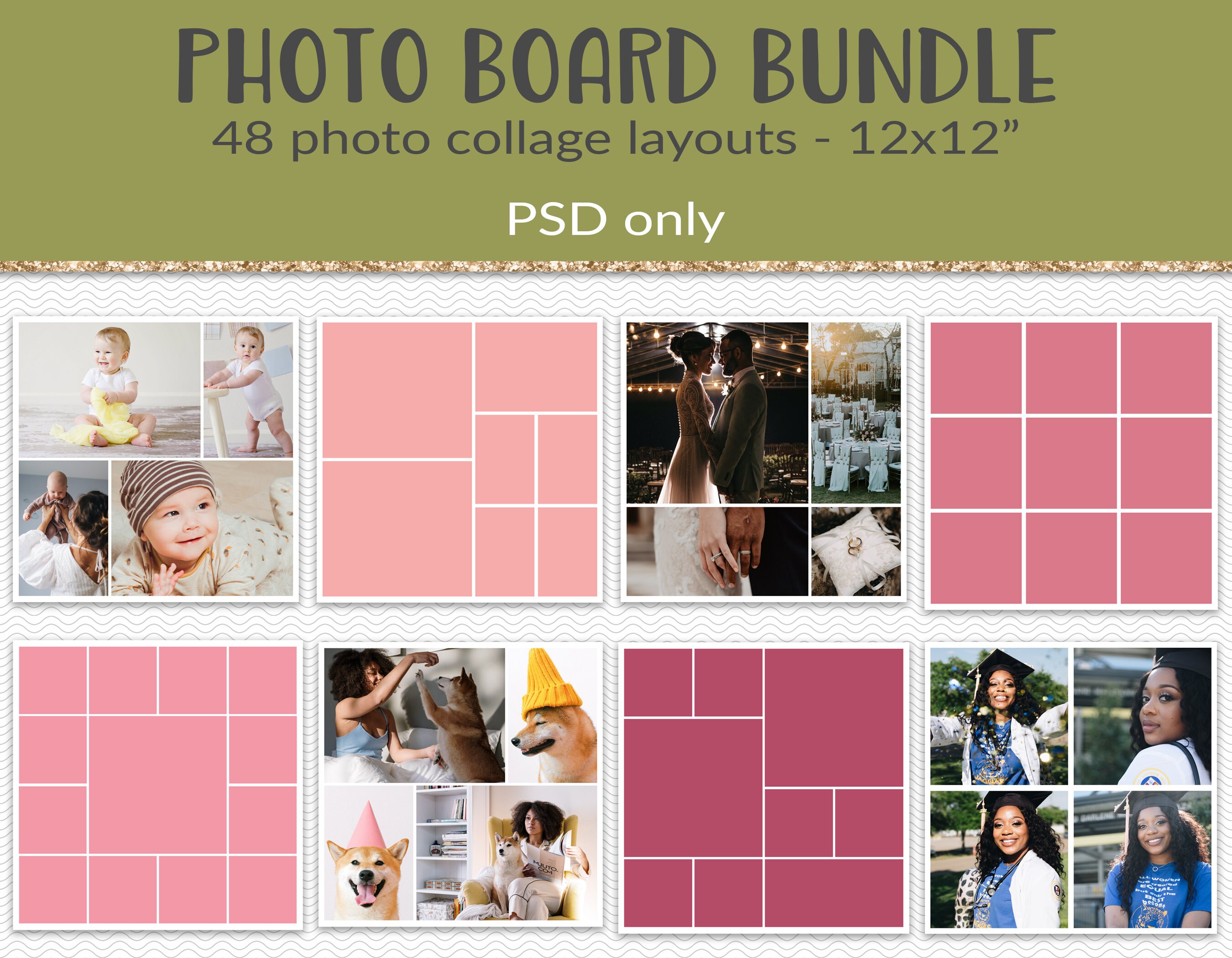 Photo Collage Templates 12x12 Photo Storyboards 48 - Etsy
