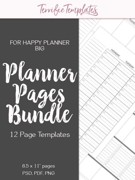 HP Editable Planner Pages Bundle 12 Templates for Happy | Etsy