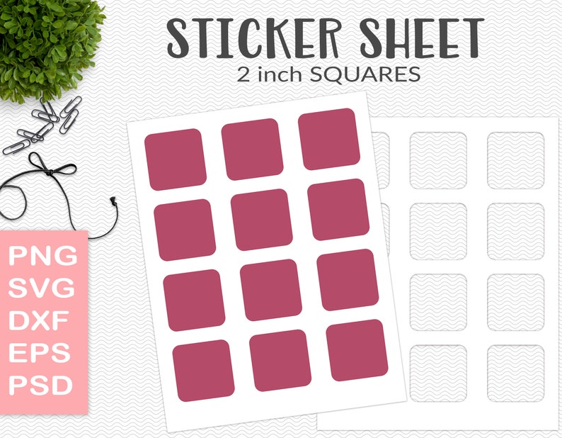 2 Square Label Tag Template Sticker Sheet Printable - Etsy