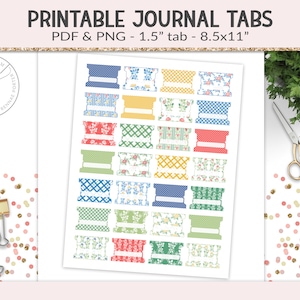 Printable Tabs, Fold-over Tabs, PNG Cut File Collage Sheet, Planner ...