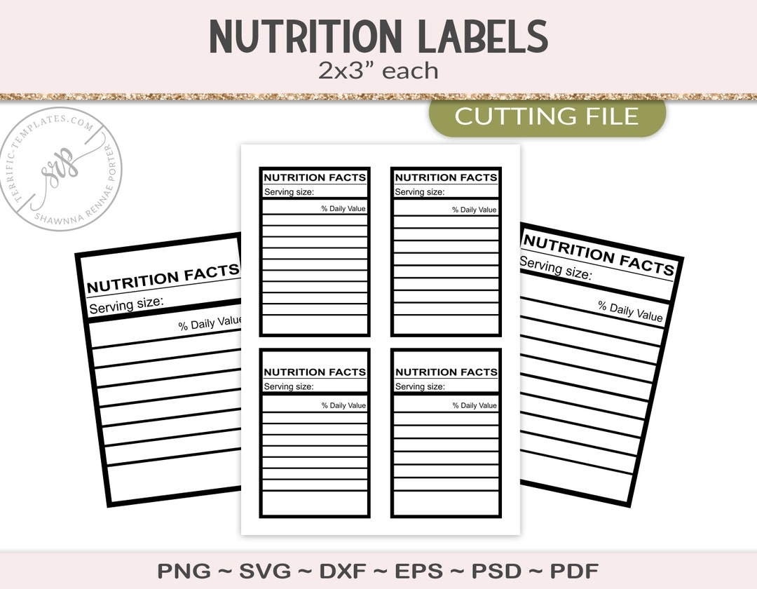 Blank Nutrition Labels, Nutrition Facts Png Overlay, Editable Blank ...
