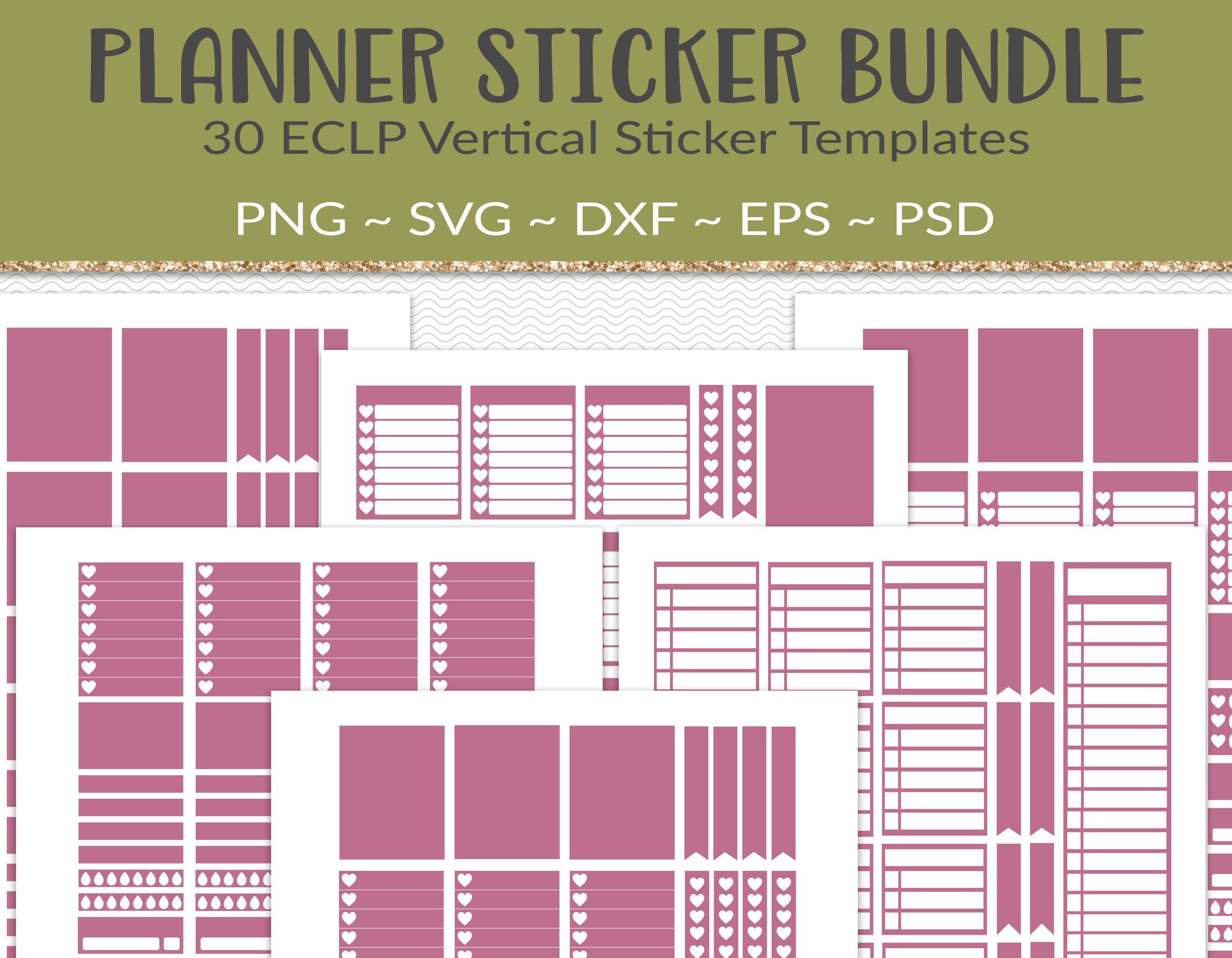 Planner Sticker Bundle 30 Template Sheets for EC Weekly - Etsy