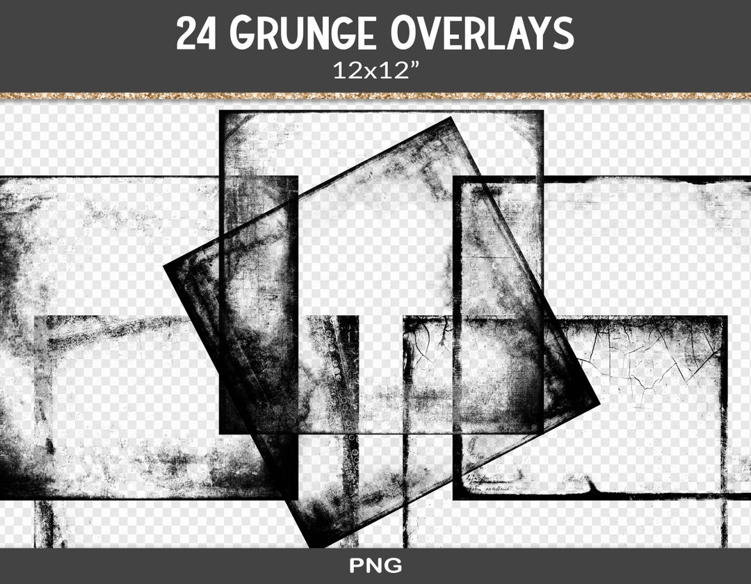 Grunge Edge Scrapbook Overlays, Black Paper Frame Overlay, 12x12 Size ...