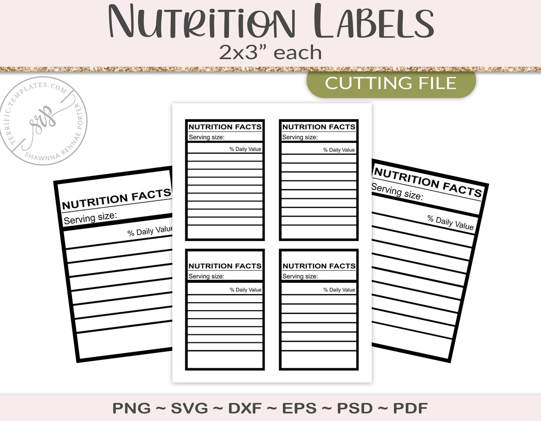 Blank Nutrition Labels Nutrition Facts Png Overlay Editable - Etsy