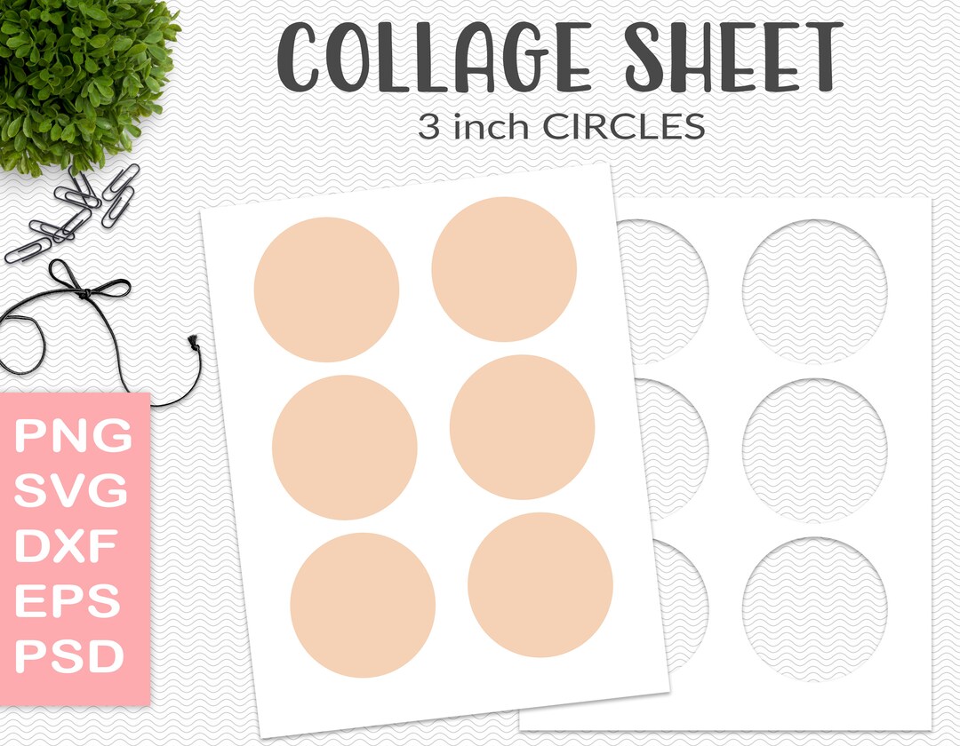 3 Circle Collage Template Blank Circle Rounds Party - Etsy