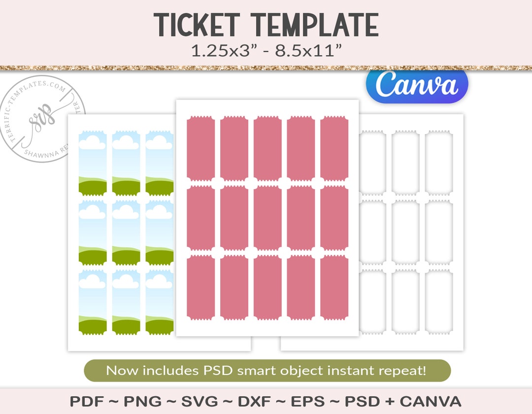 Ticket Stub Design Template, Party Printable Craft Template, Train ...