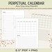 Perpetual Calendar PDF Printable and PNG Overlay, for Any Day or Month ...
