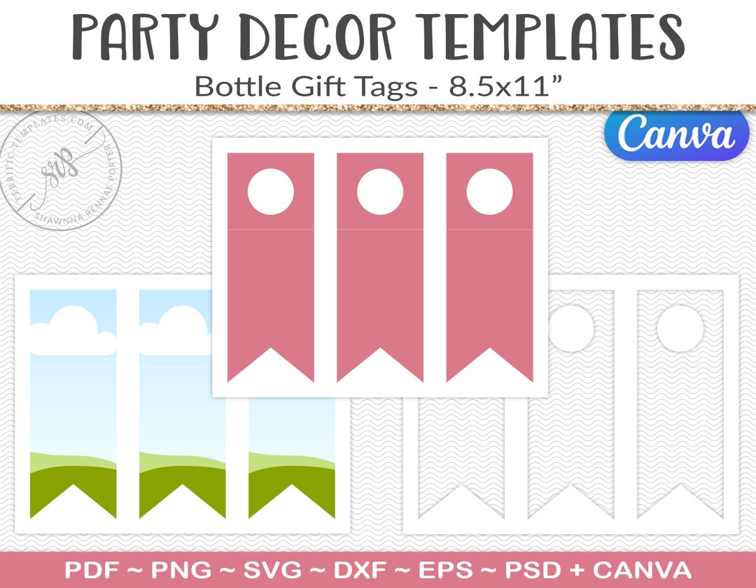 Bottle Gift Tag Template Party Printable 7.5 Wine or - Etsy