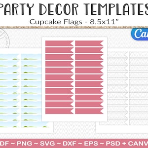 Cupcake Flag Template Party Printable Craft Template Mini - Etsy