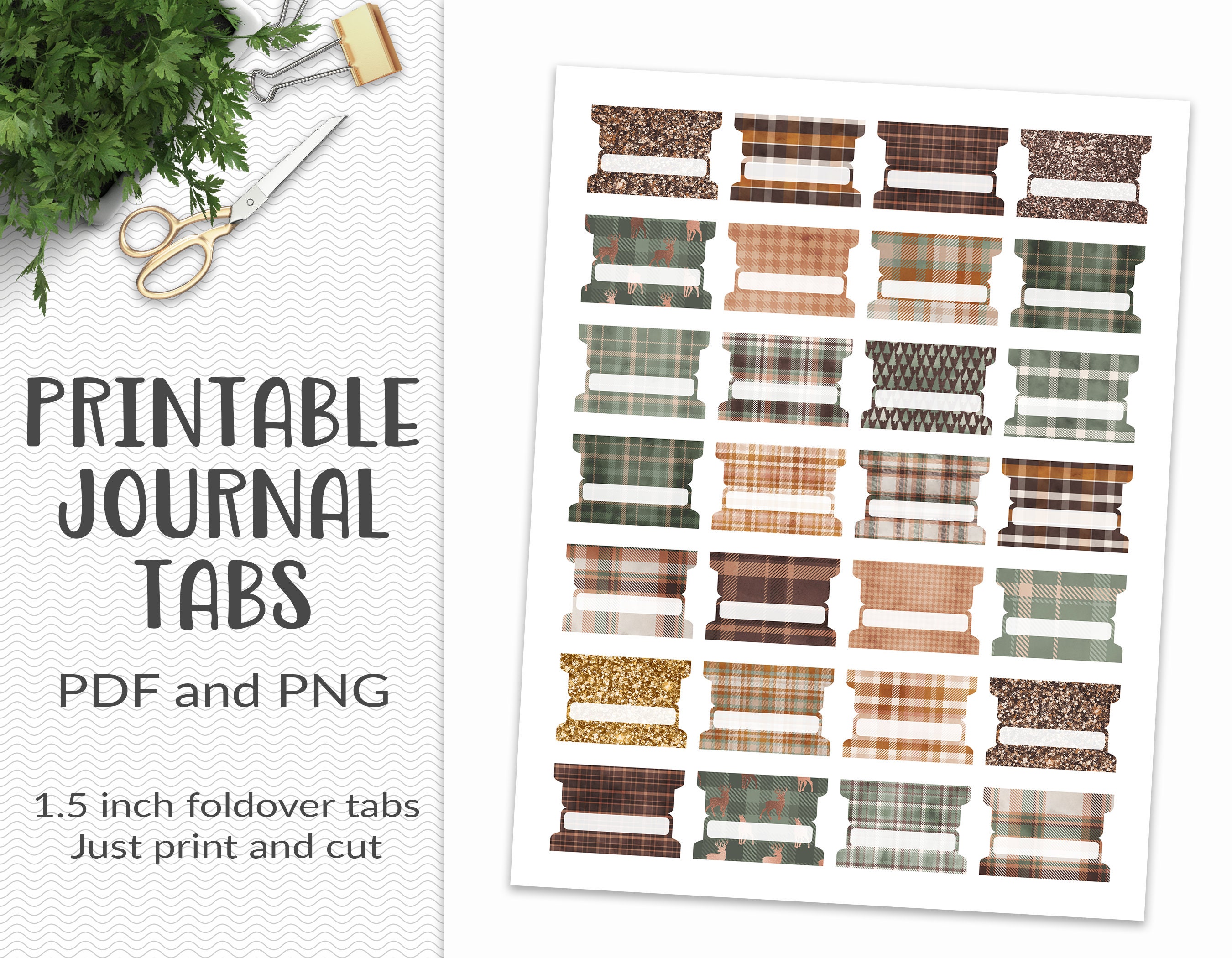 Printable Tabs Fold-over Tabs PNG Cut File Collage Sheet - Etsy Australia