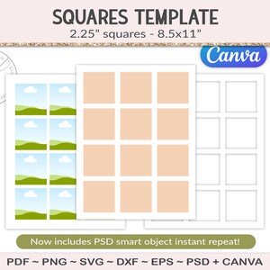 2.25" Square Template, Magnet Sublimation, Craft Template Printable ...
