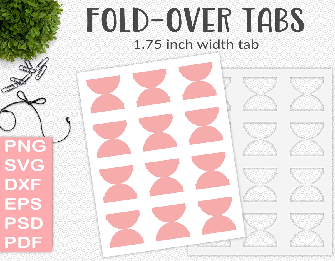 Tabs Template Blank Fold-over Tabs Svg Cut File Planner - Etsy