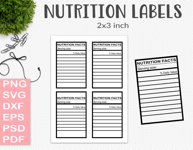 Blank Nutrition Labels Nutrition Facts Png Overlay Editable - Etsy