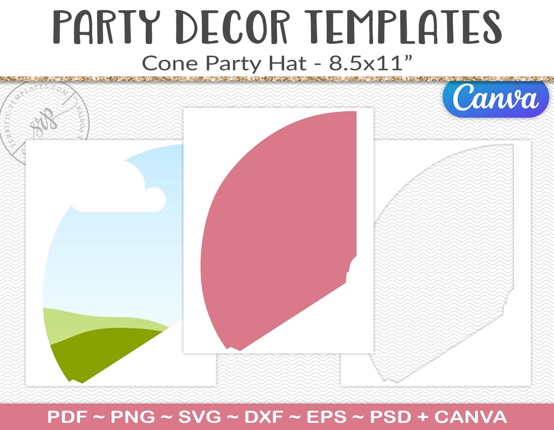 Party Hat Template Party Printable 6.5 Cone Hat - Etsy