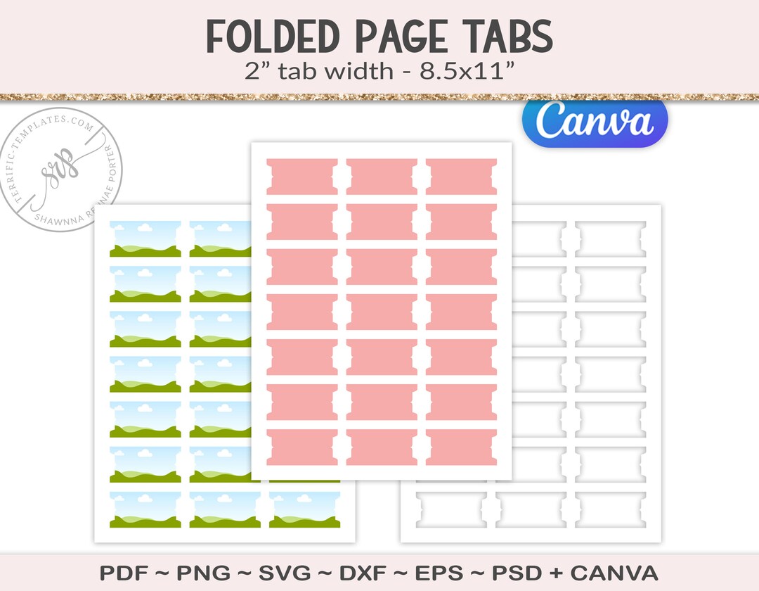 Tabs Template, Blank Fold-over Tabs, Svg Cut File Planner Journal Tab ...