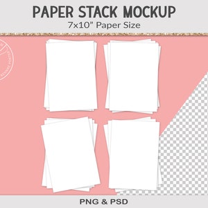 7x10 Paper Stack Mockup, Letter Size Paper Display Template, Digital ...