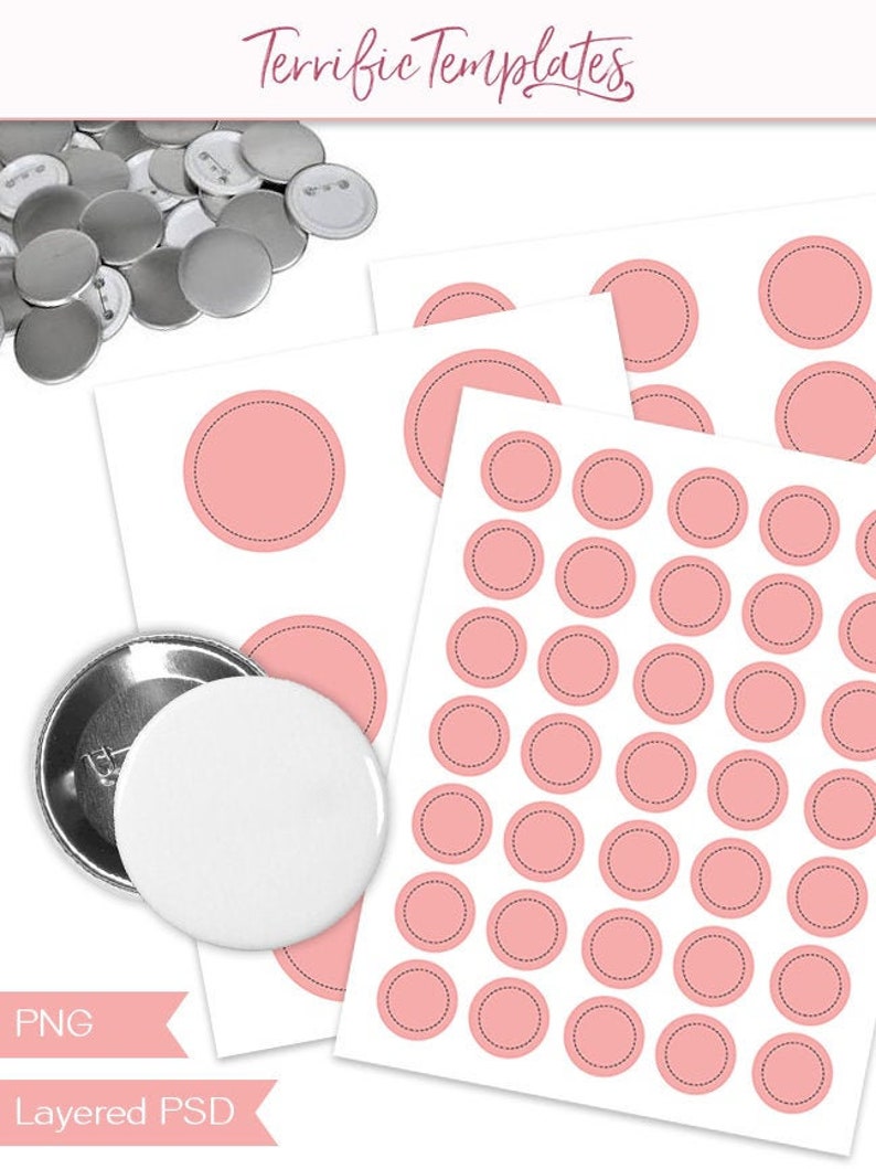 Button template bundle pinback buttons layered PSD with wrap | Etsy