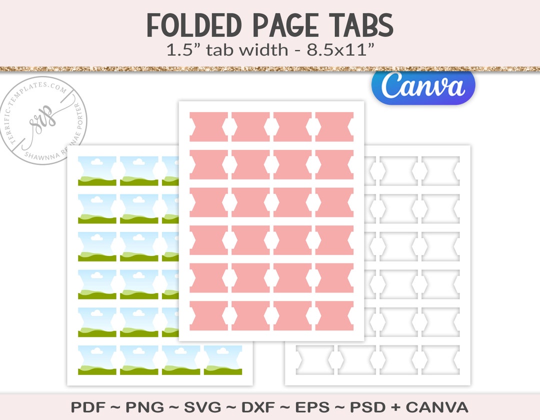 Tabs Template, Blank Fold-over Tabs, Svg Cut File Planner Journal Tab ...