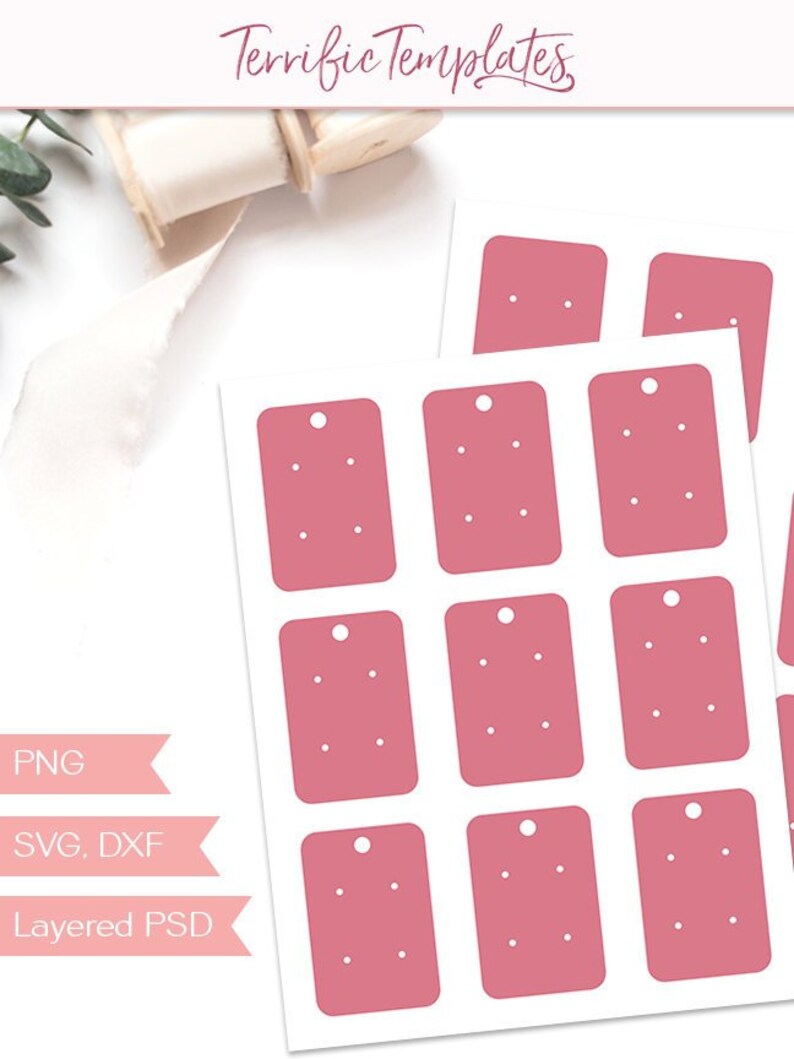 Earring display card template 2x3 jewelry hang tag | Etsy